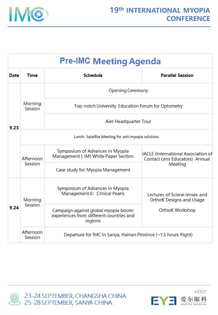 Pre-IMC in Changsha - International Myopia Conference 2024